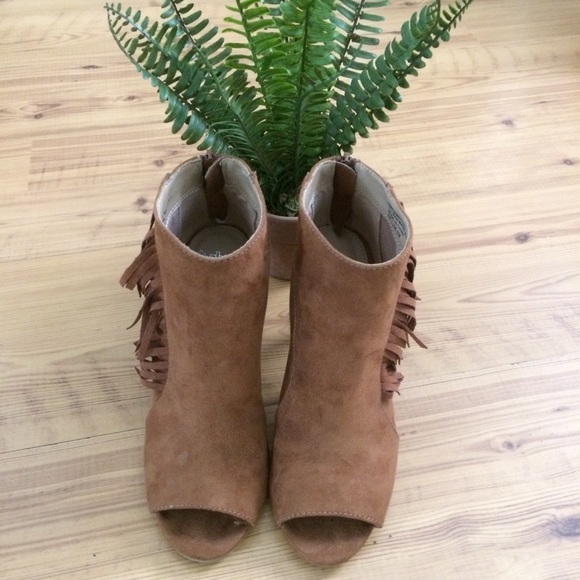 new directions | Shoes | Nd Brooke High Heel Fringe Peep Toe Booties ...